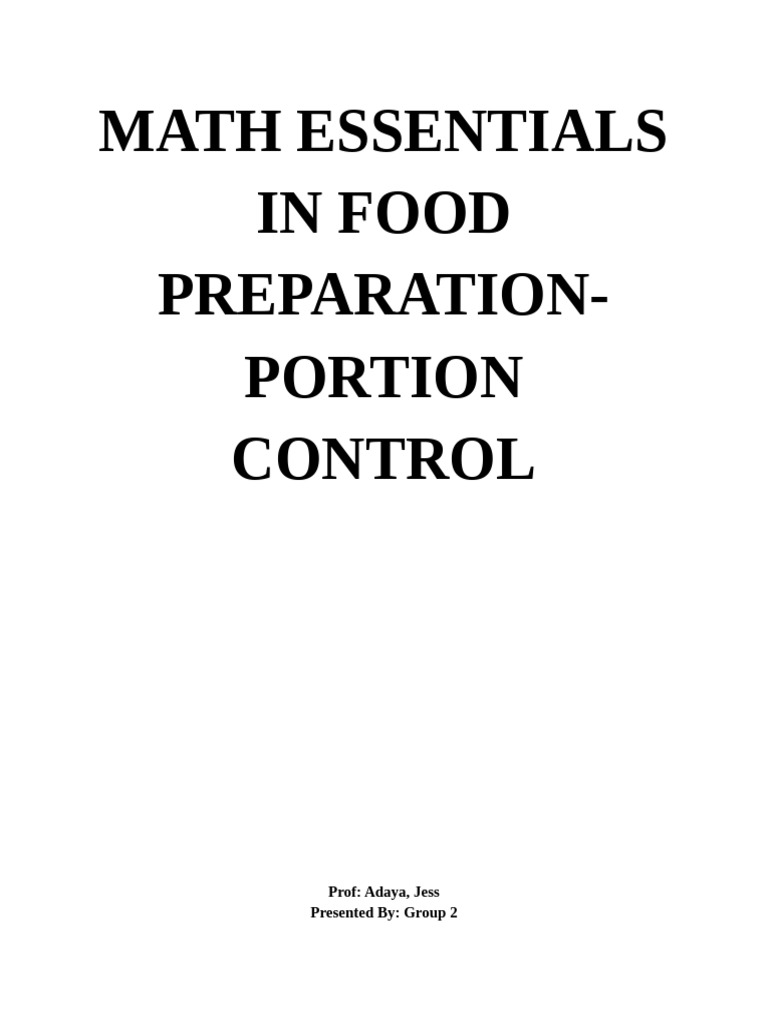 Portion Control | PDF | Weight Management | Weight Loss