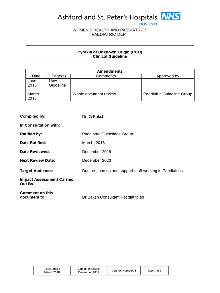 PUO Dec 2019 | PDF | Tuberculosis | Infection