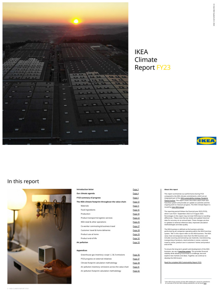 IKEA CLIMATE Report FY23 - 20240131 | PDF | Carbon Footprint | Climate ...