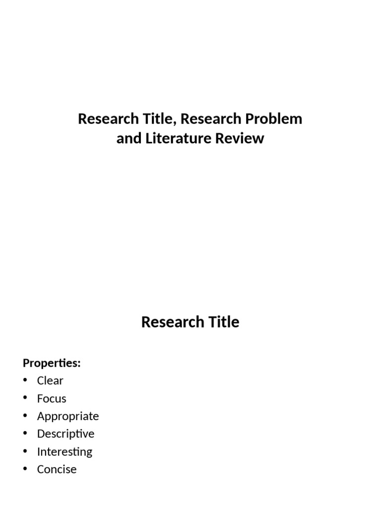 Research Title, Research Problem | PDF | Systematic Review | Knowledge