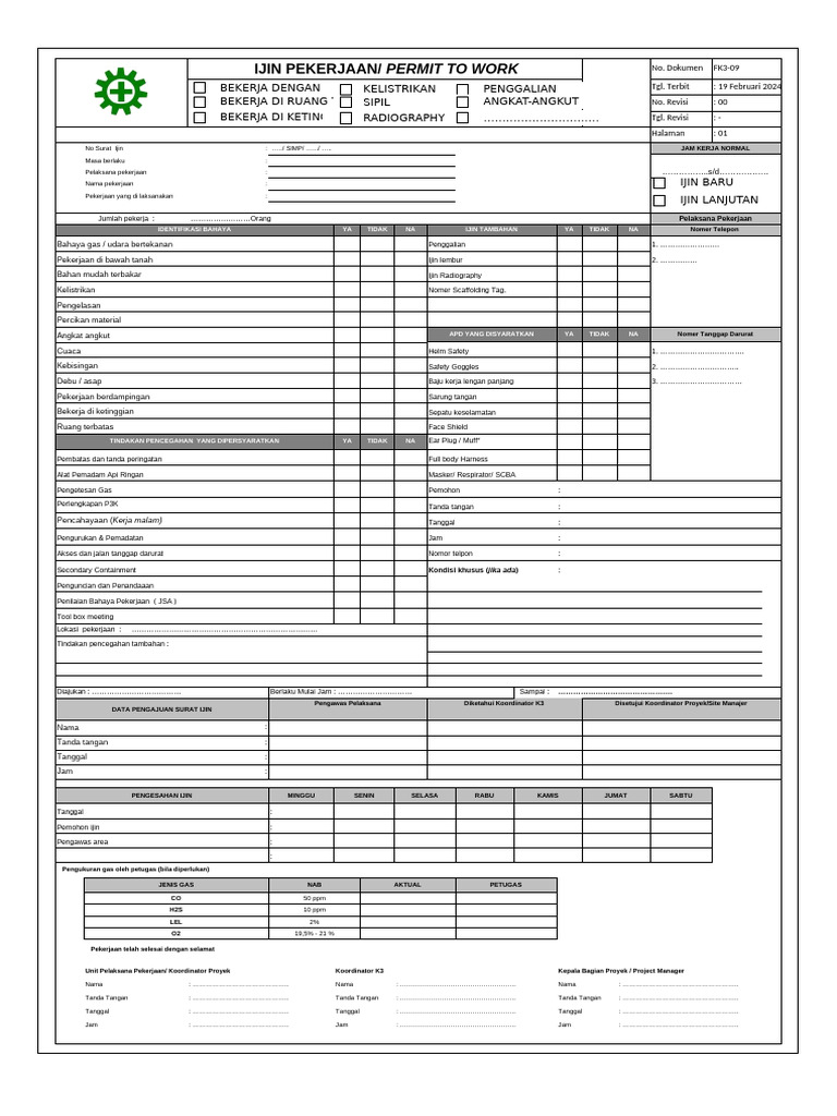 Formulir Ijin Kerja Blank | PDF