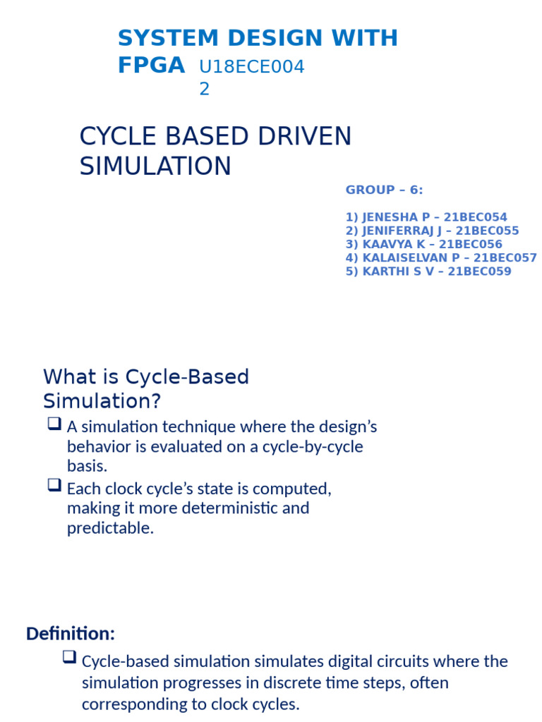Cycle Based Driven Simulation Pdf Hardware Description Language Simulation