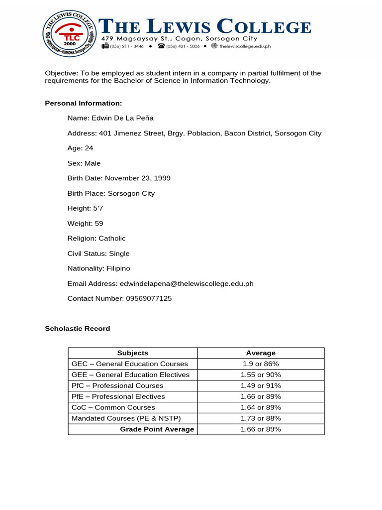 02 Student Data Sheet | PDF