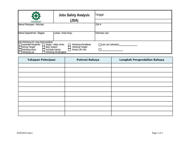 Formulir JSA Blank | PDF