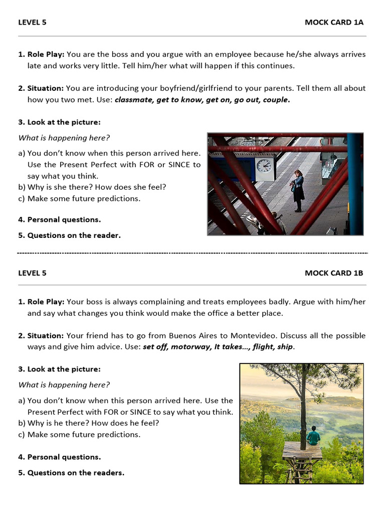 Speaking Practise From Elementary To Upper Intermediate | PDF | Career ...