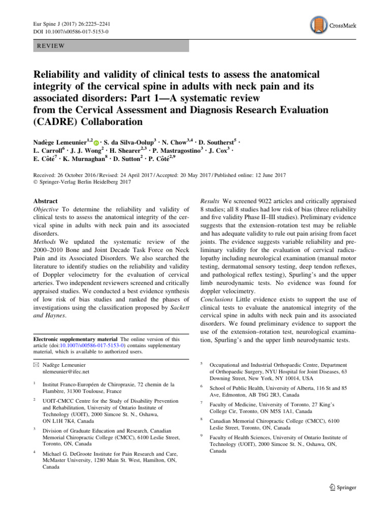 Cervical | PDF | Anatomical Terms Of Motion | Validity (Statistics)