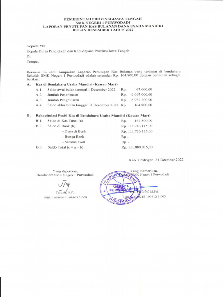 Dokumen Pelaporan Usman 2022 | PDF