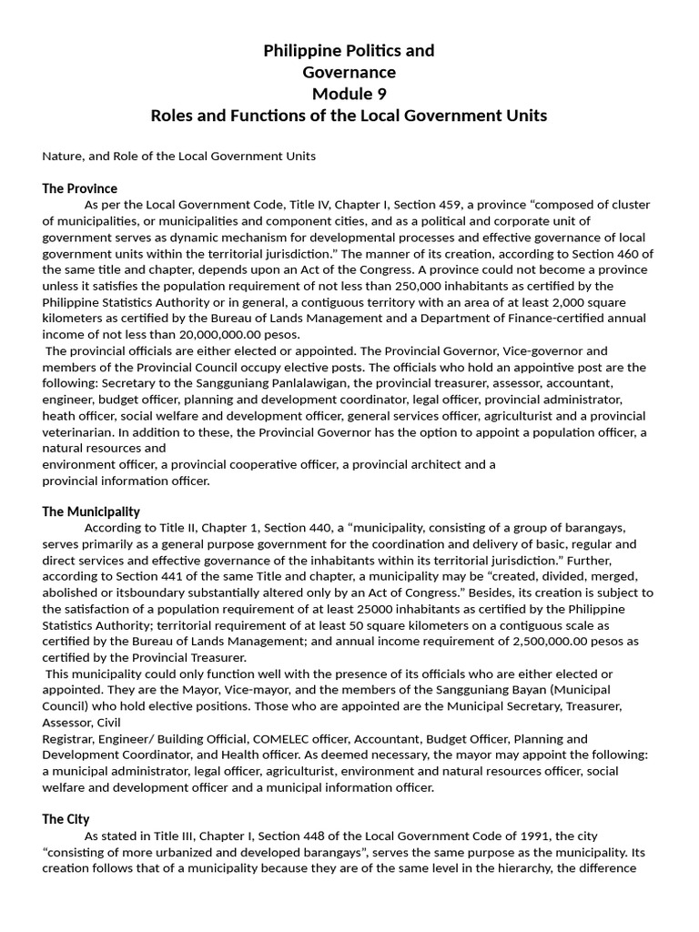 Handouts PPG Module 9 1 | PDF | Local Government | Taxes