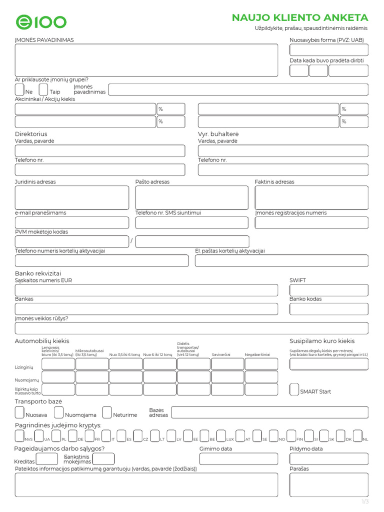 Naujo Kliento Anketa 2024m | PDF
