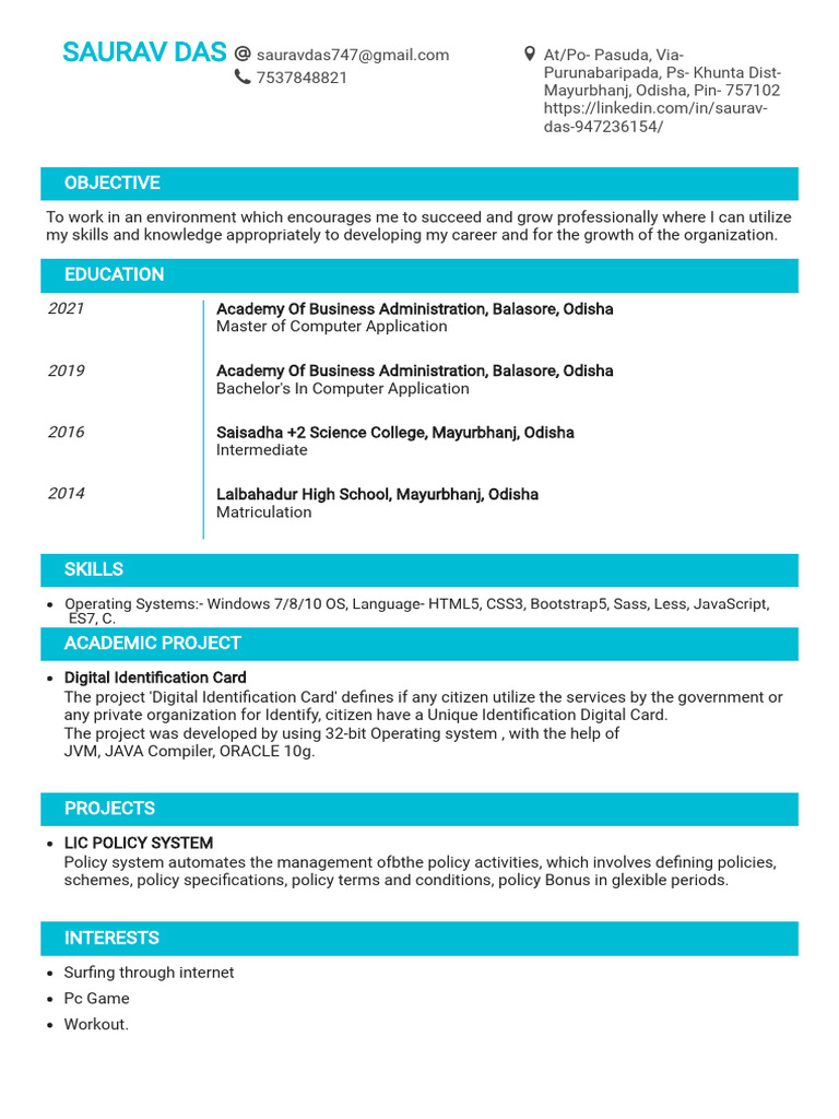Saurav Das CV | PDF | Business