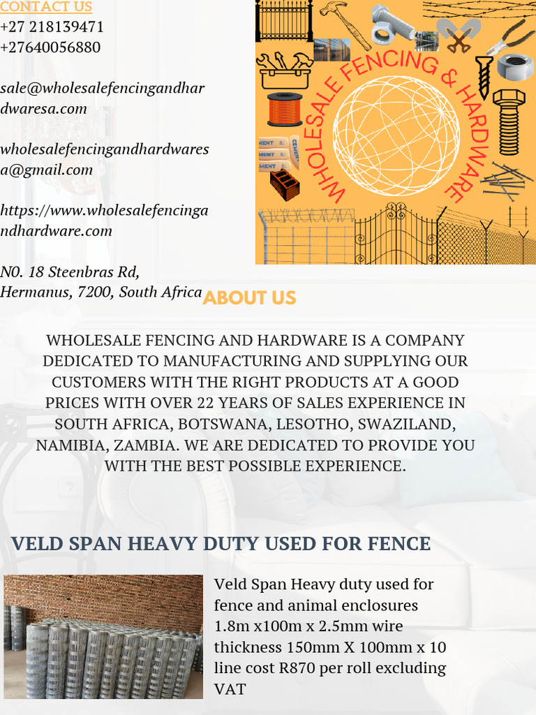 Veld Span Fencing Price List | PDF | Screw | Washer (Hardware)