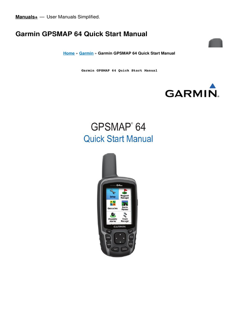 Garmin Gpsmap 64 Quick Start Manual | PDF | Compass