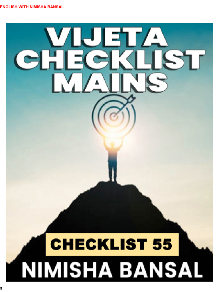 English Mains Vijeta Checklist 55 by Nimisha Mam 13th Aug 2024 | PDF | English Language