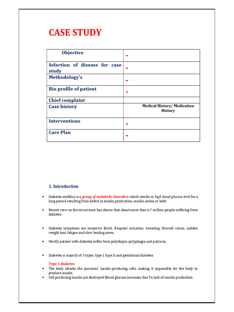 Example Format For Case Study Report | PDF | Diabetes | Hypoglycemia