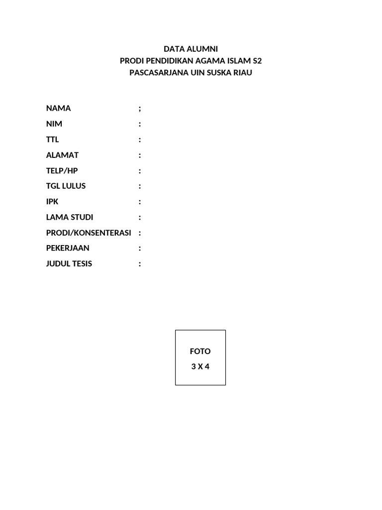 Blanko Data Alumni Pai | PDF