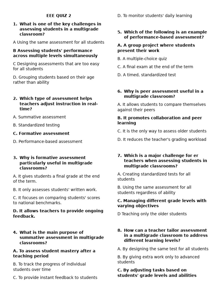 Eee Quiz 2 | PDF | Educational Assessment | Teachers