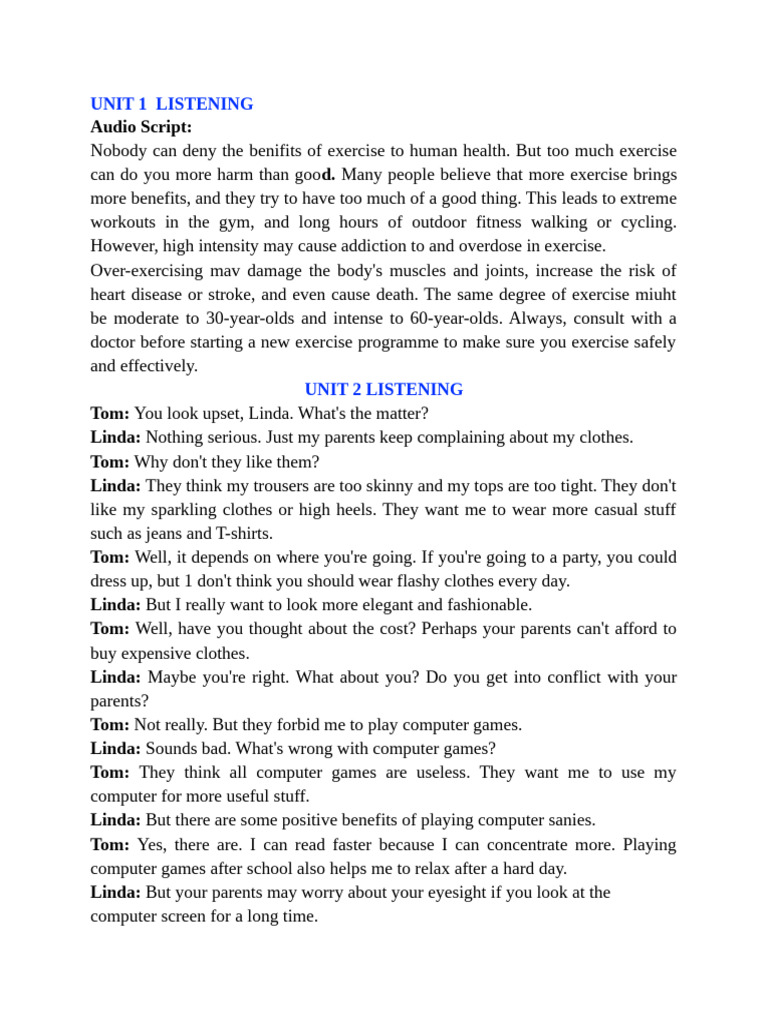 Listening U1 2 3 NH 2024-2025 Ktgk1 | PDF | Natural Environment