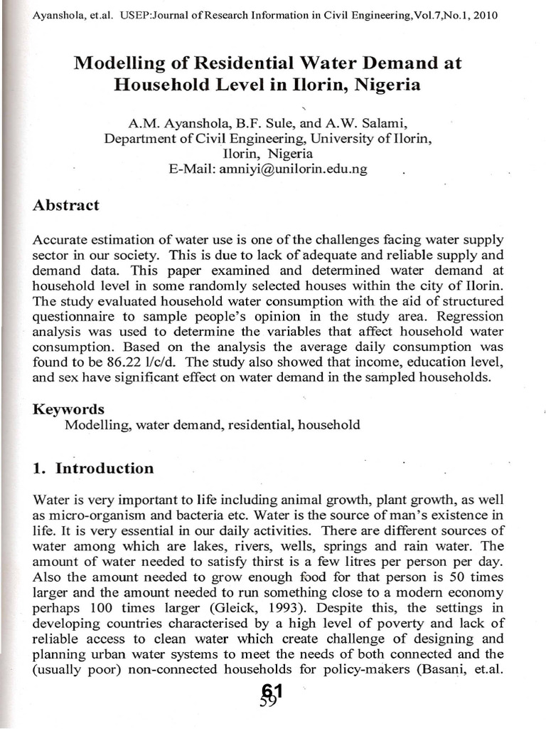 Residential Water Demand Modeling | PDF | Dependent And Independent ...