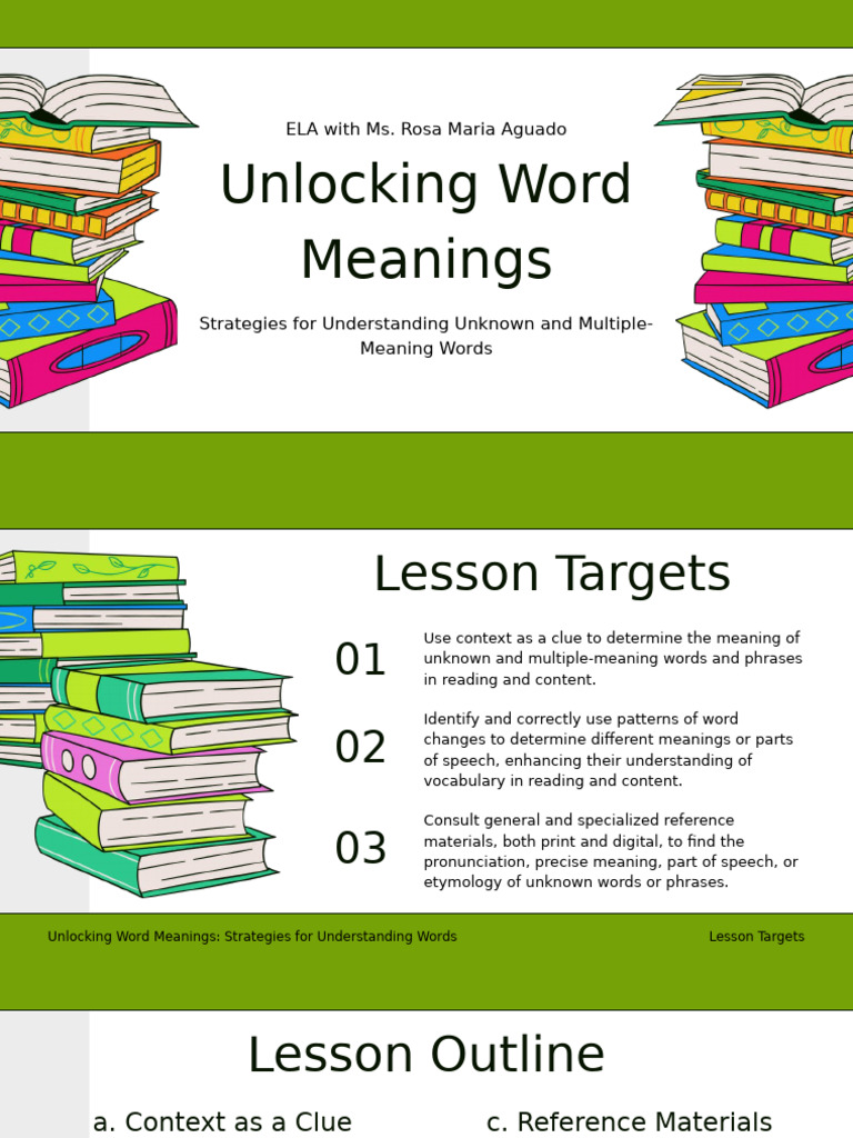 Unlocking Word Meanings Educational Presentation in Green White ...