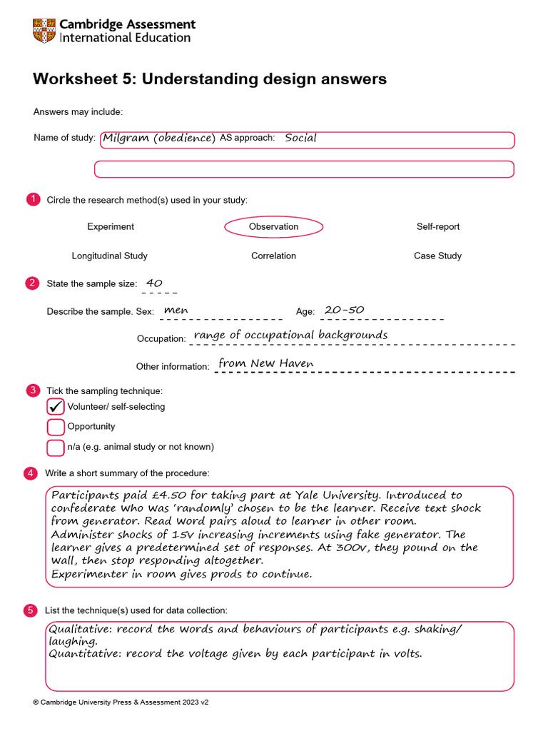 AO1 Worksheet 5 Understanding Design Answers | PDF