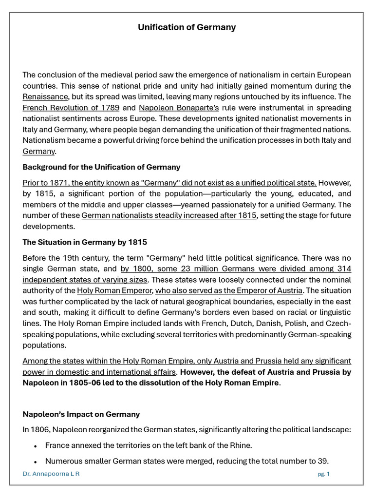 Unification of Germany | PDF | Kingdom Of Prussia | Otto Von Bismarck