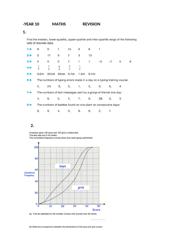 Y10-Maths - Revision 3 | PDF