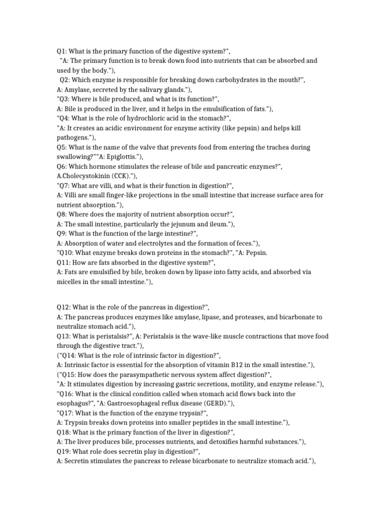 Digestive system 100 questions | PDF | Digestion | Stomach