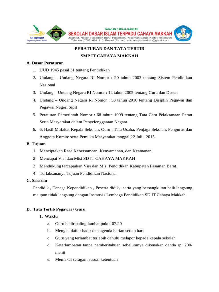 Peraturan Dan Tata Tertib Sekolah | PDF | Karier & Perkembangan | Seni & Disiplin Bahasa