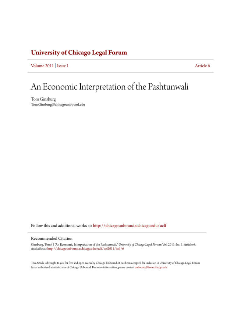 An Economic Interpretation of The Pashtunwali | PDF | Afghanistan ...
