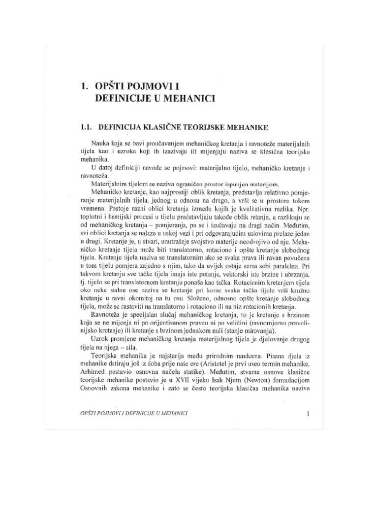 Mehanika 1. Predavanje | PDF