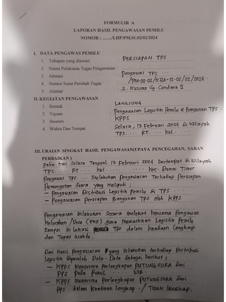 Panduan Form A Persiapan Tps | PDF