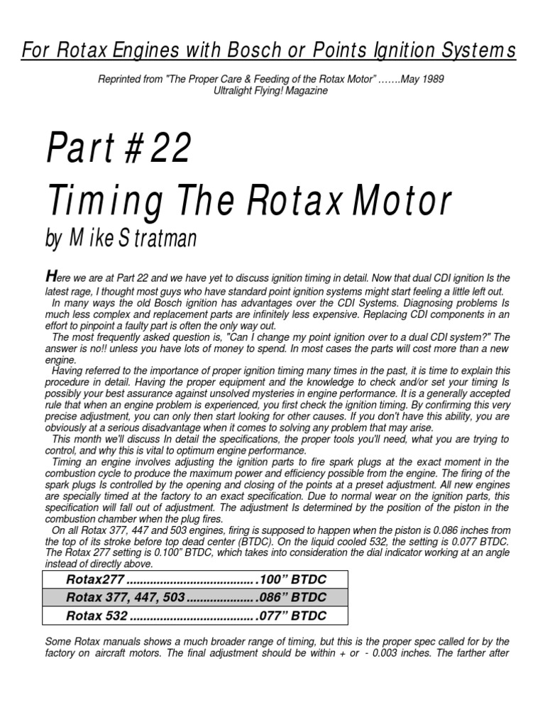 Timing The Rotax | PDF | Ignition System | Manufactured Goods