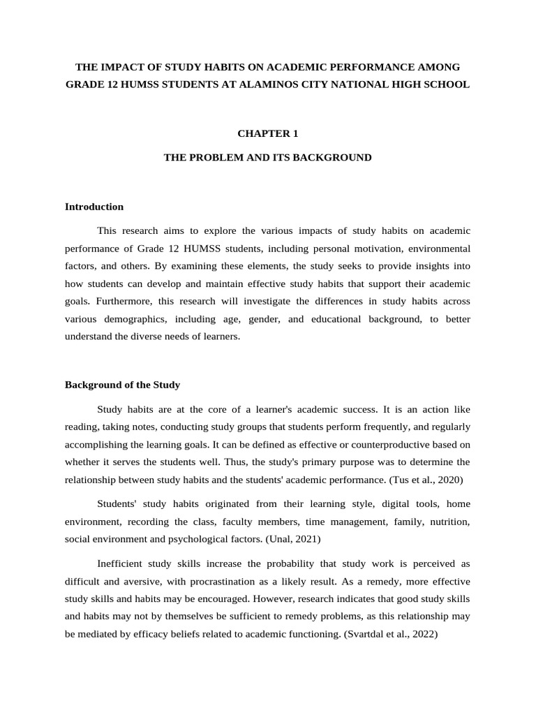 Research Chapter 1 | PDF | Learning | Habits