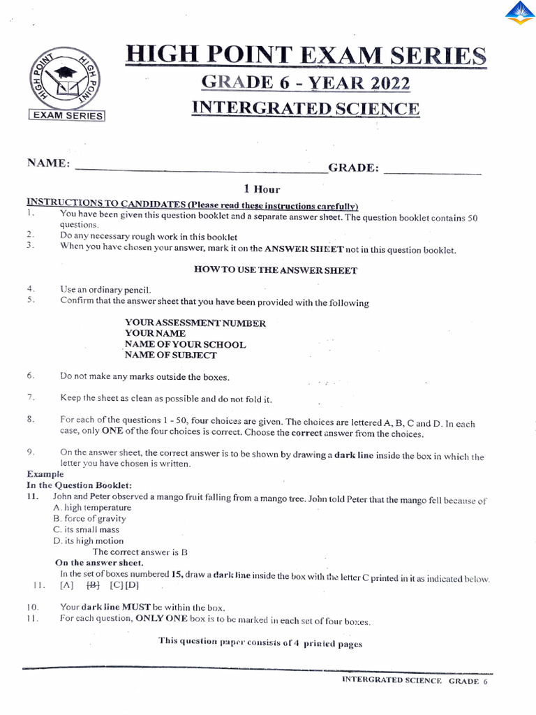 Grade 6 KPSEA Replica High Point Intergrated Science | PDF | Vegetables ...