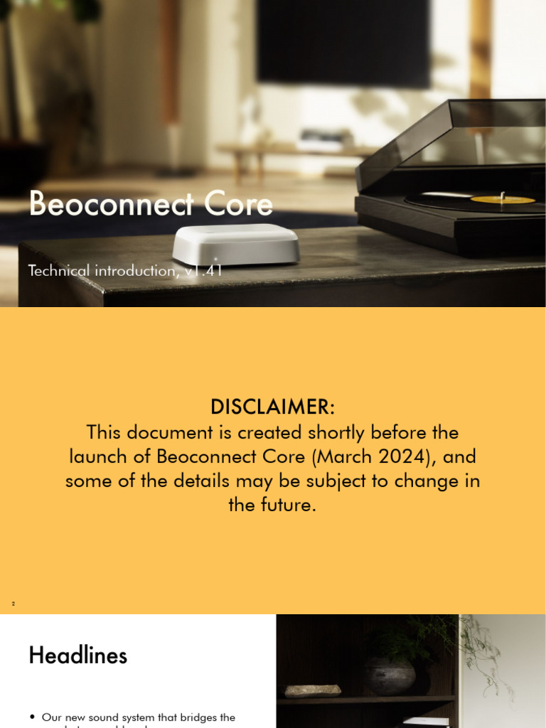Beoconnect Core Technical Introduction v1.41 | PDF | Apple Tv | Loudspeaker