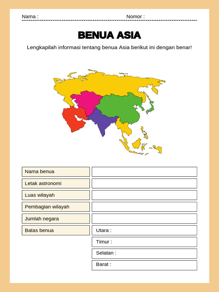 Lembar Kerja IPAS Benua Asia Kuning Putih Ilustratif PDF | PDF | Ilmu ...