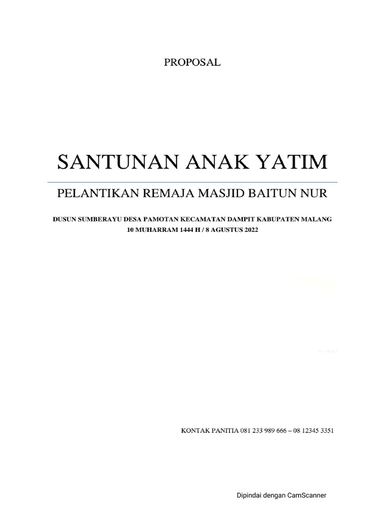 Proposal Santunan Anak Yatim 10 Muharram 1444 H | PDF
