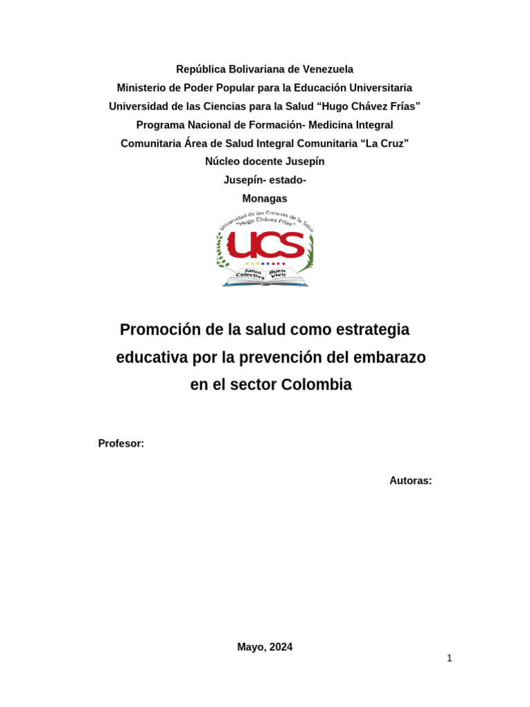 Prevención del Embarazo Adolescente en Jusepín | PDF | Hospital ...