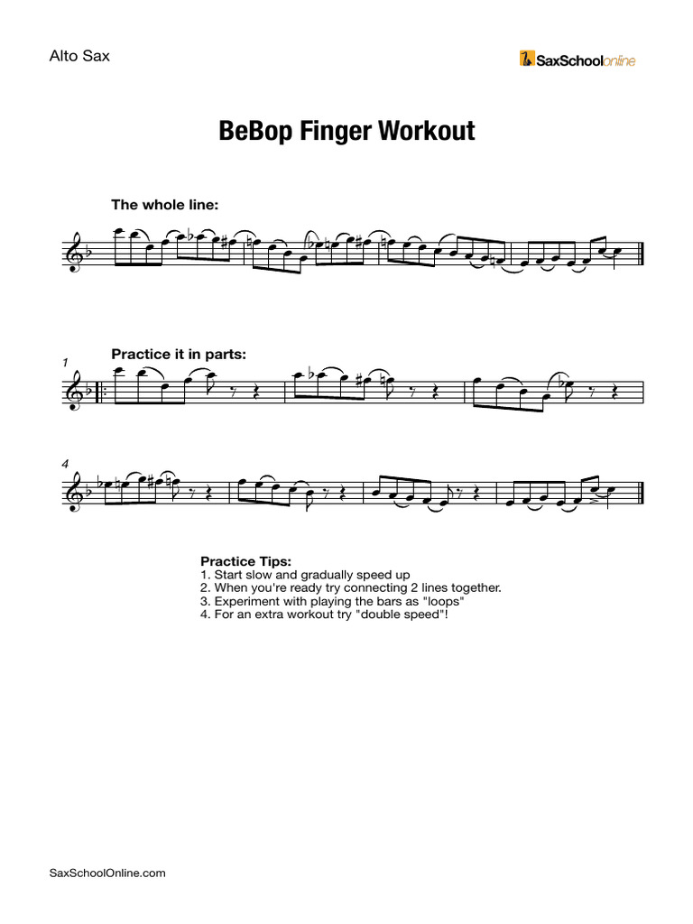 Faster Fingers Workout For Saxophone-Bebop - Parts | PDF