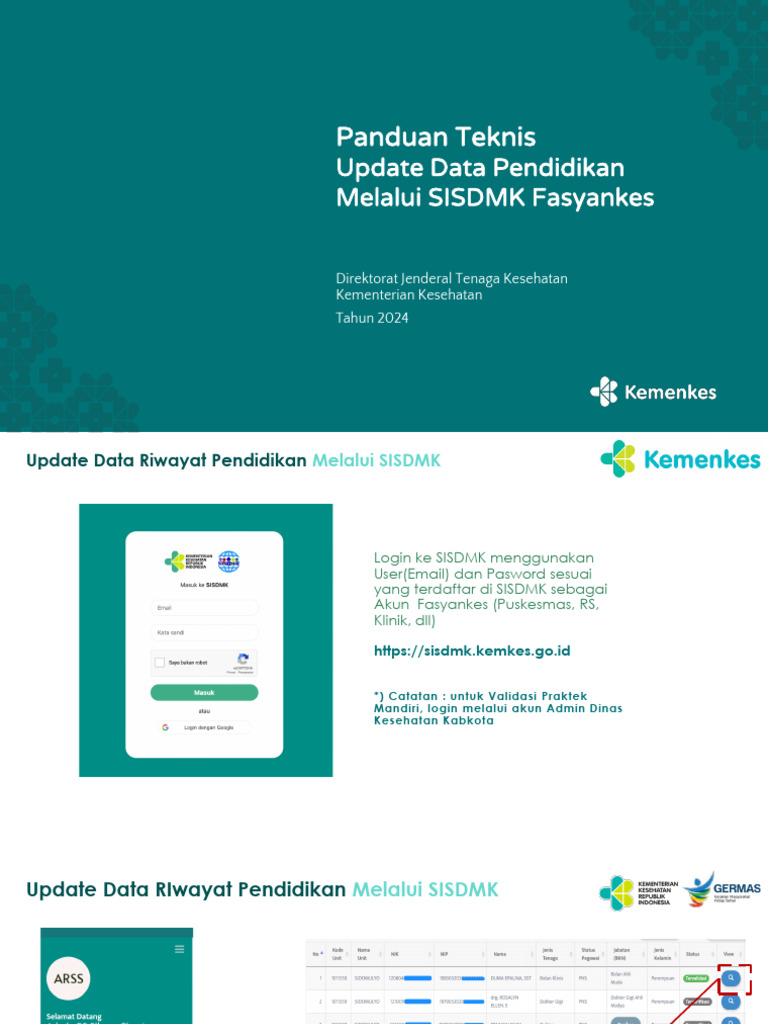 Update Data Pendidikan SISDMK | PDF