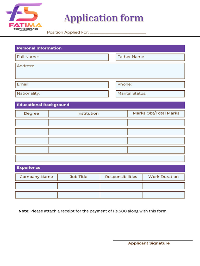FTS Application Form. 1 | PDF | Career & Growth