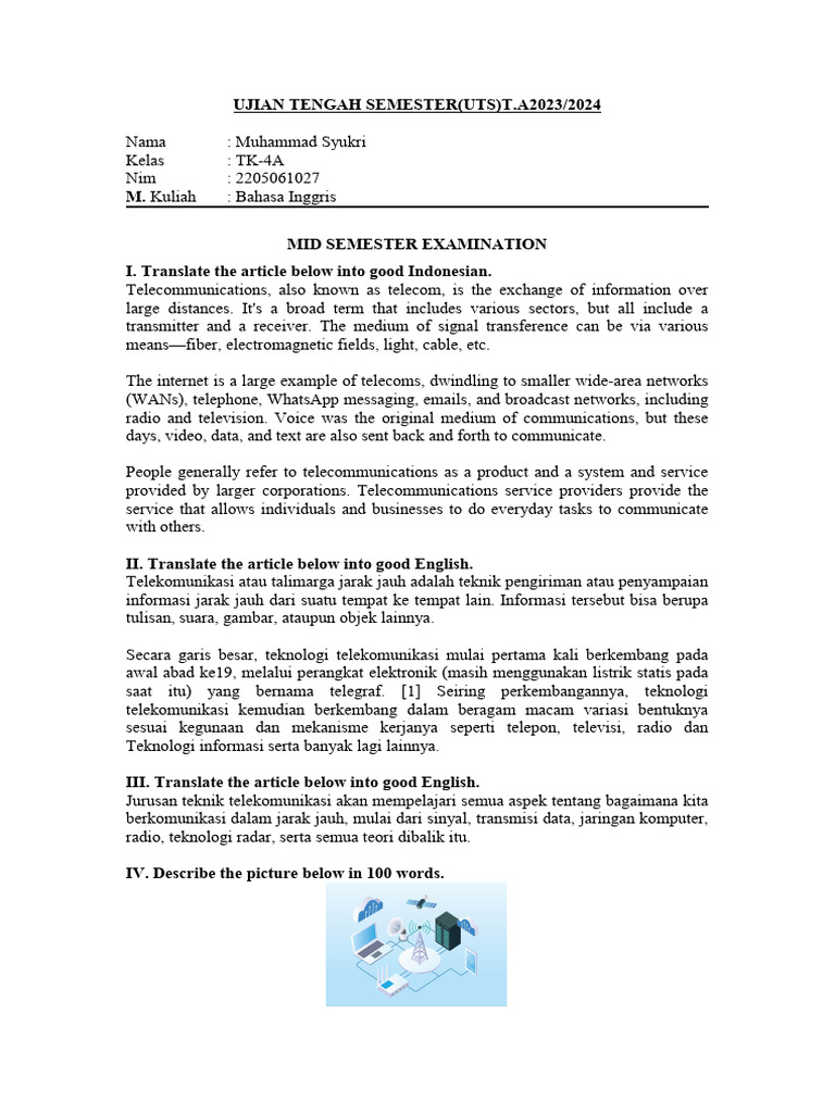 Midsemesterexam - Tk-4a - Muhammad Syukri | PDF | Computer Network | Radio