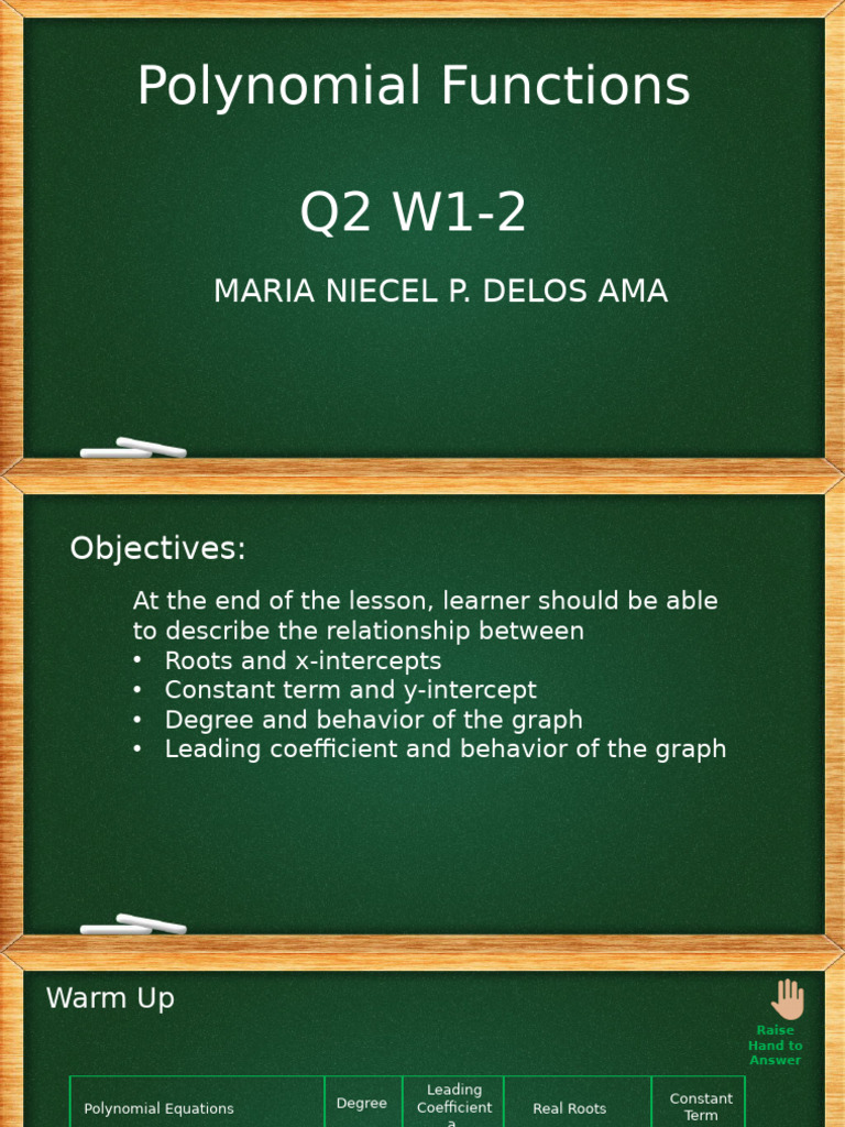 Q2W1 2 Polynomial Functions | PDF | Zero Of A Function | Polynomial