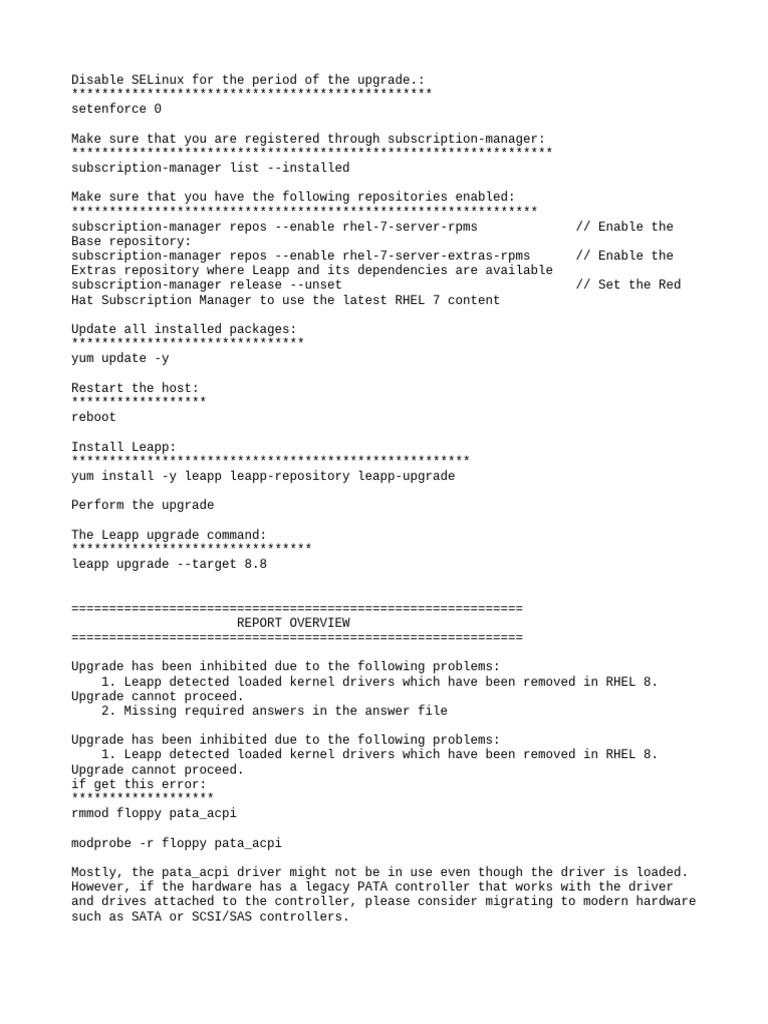 RHEL 7 To RHEL 8 Leapp Upgrade Steps | PDF | Software Repository ...