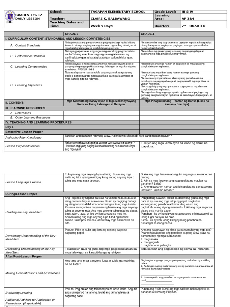 AP Q2 Week5 Day4 | PDF
