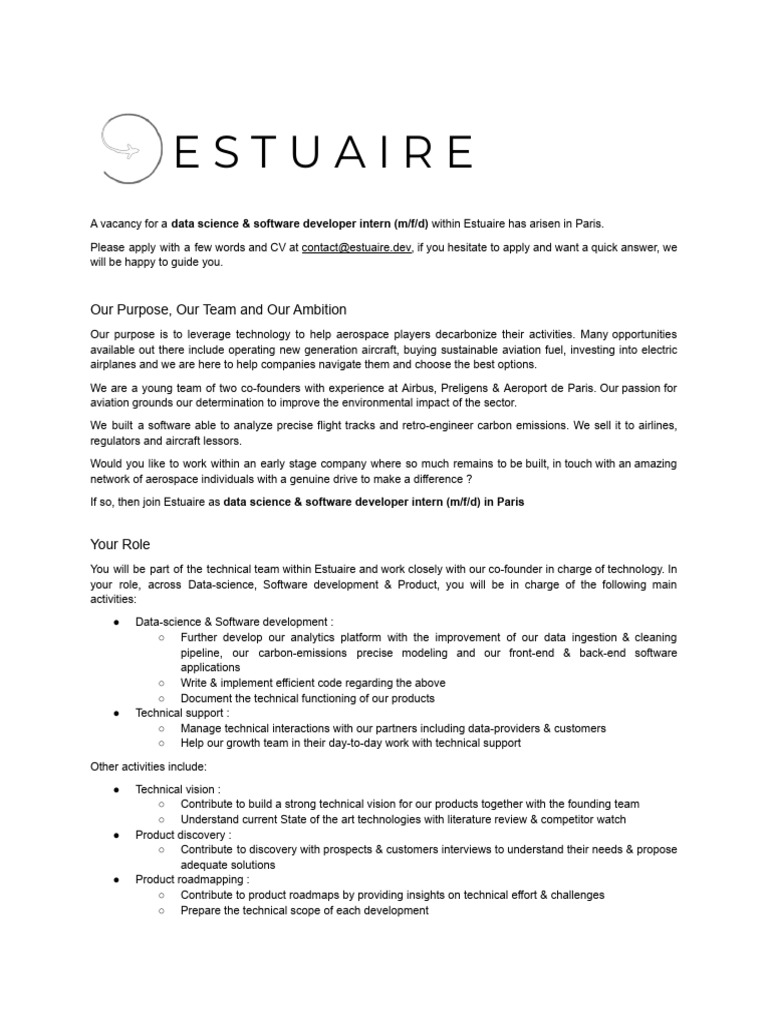 JD Datascience & Software Developer Intern | PDF | Business | Art