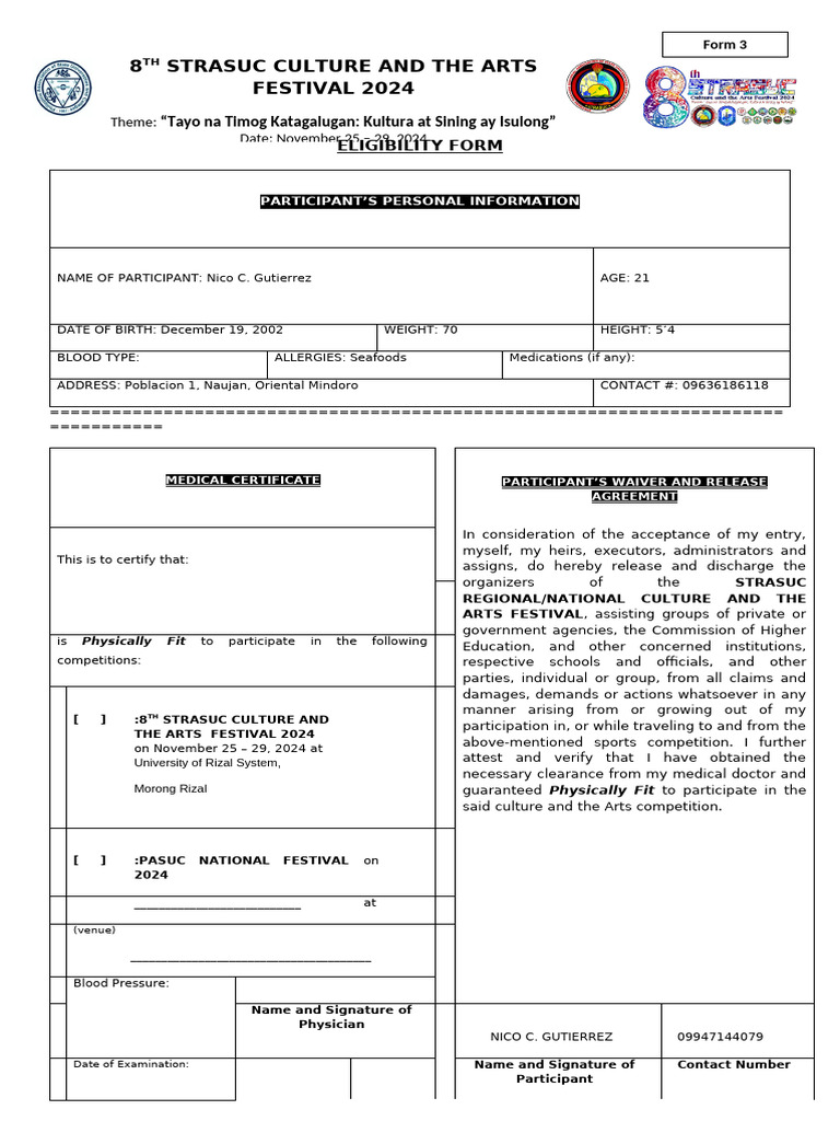 Form 3 Eligibility 3 in 1 Form | PDF