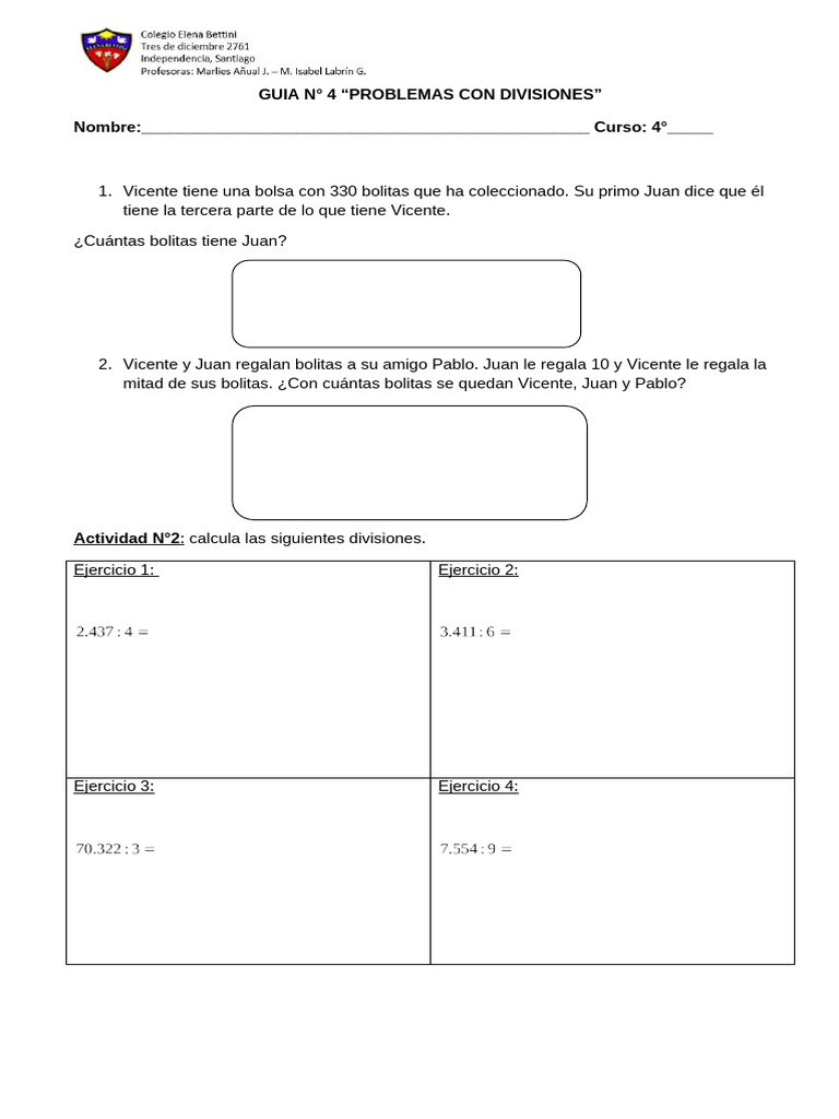 Guia Problemas Divisiones | PDF