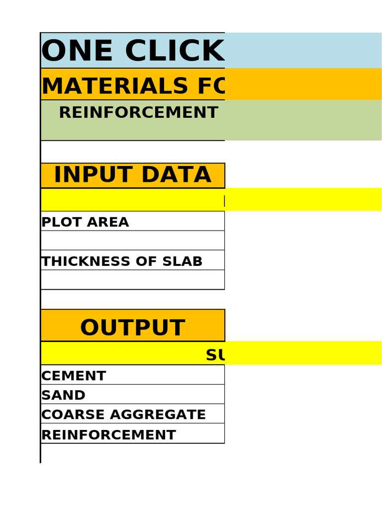 Automatic Material Calculation For Slab in Single Click-Using Excel Sheet-Free | PDF | Concrete ...