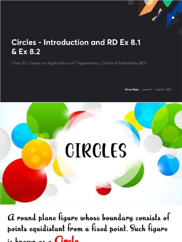 Circles Introduction and RD Ex 81 Ex 82 No Anno | PDF